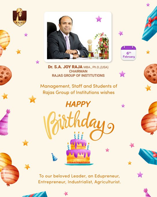 Our warm wishes to our Chairman Dr S.A Joy Raja MBA P.hD. (USA) on his ...